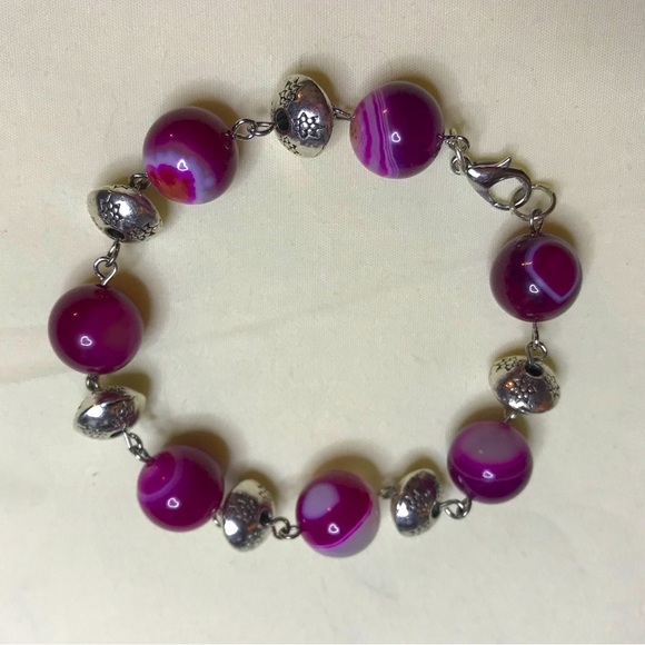 Azua Designs | Jewelry | Fuschia Pink Agate Geode Silver Charmed ...